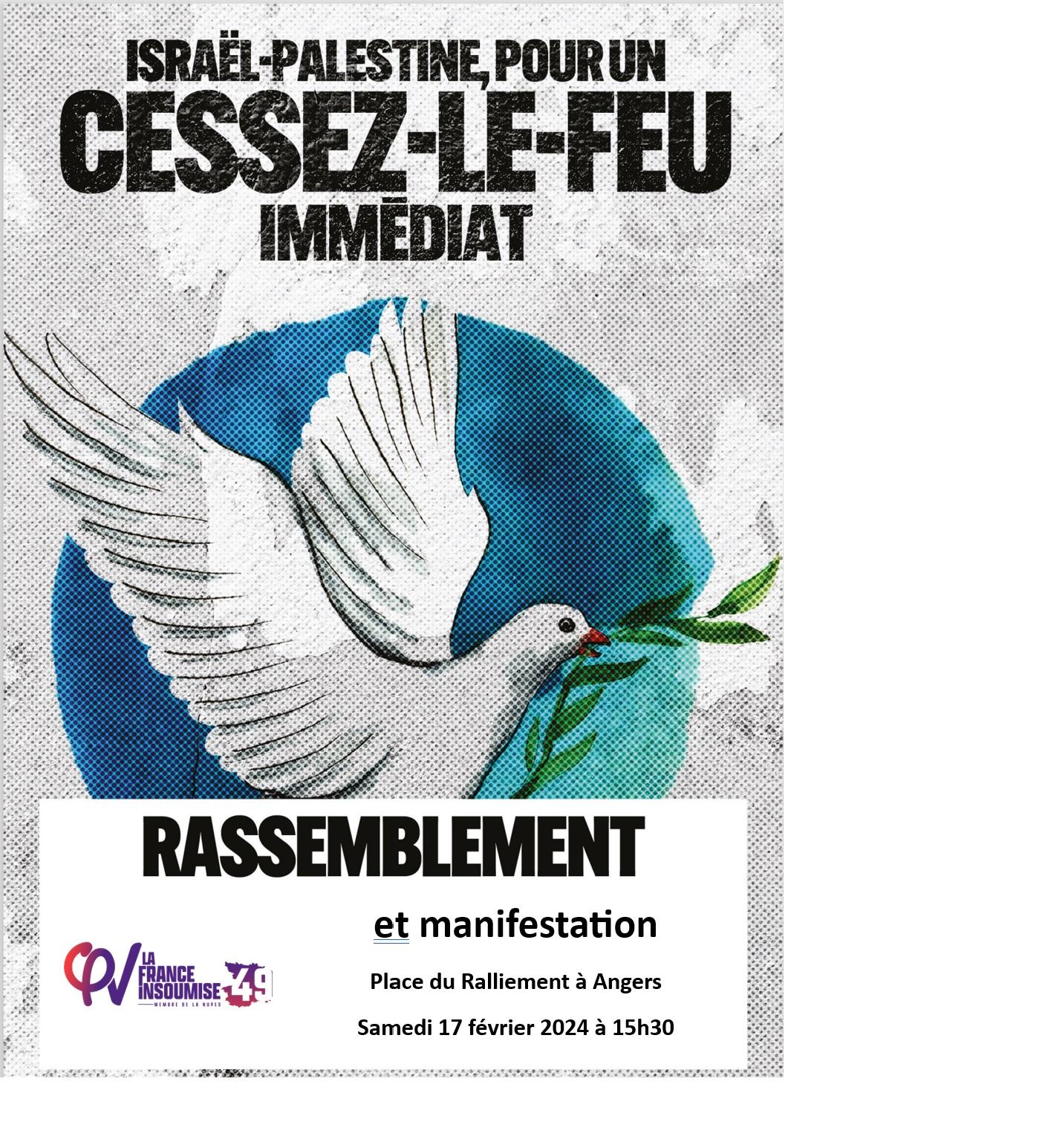 Rassemblement et manifestation pour le cessez-le-feu à Gaza — Action ...